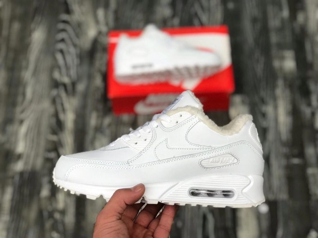 Кроссовки Nike Air Max 90 белые с мехом купить в СПб